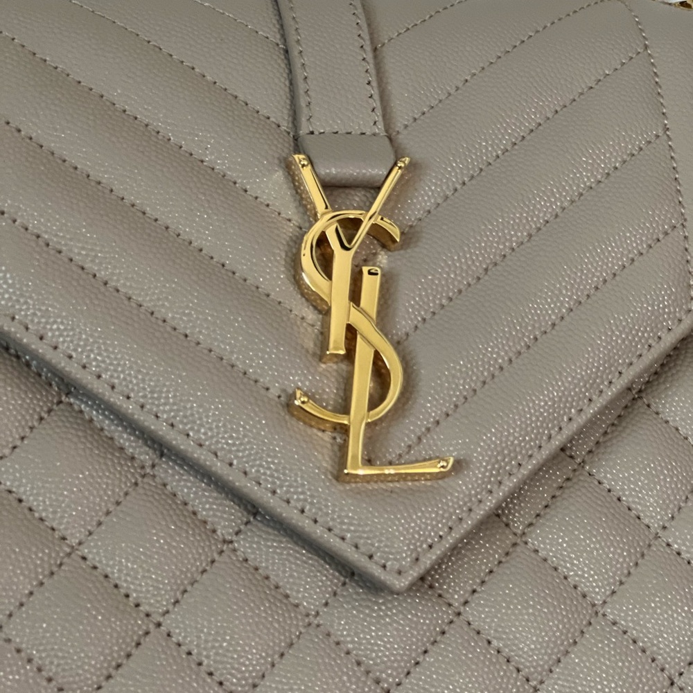 Ysl Envelope Medium Quilted Grained Almost New** - Gem